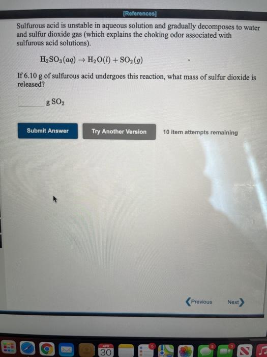 Solved [References) If baking soda (sodium hydrogen | Chegg.com