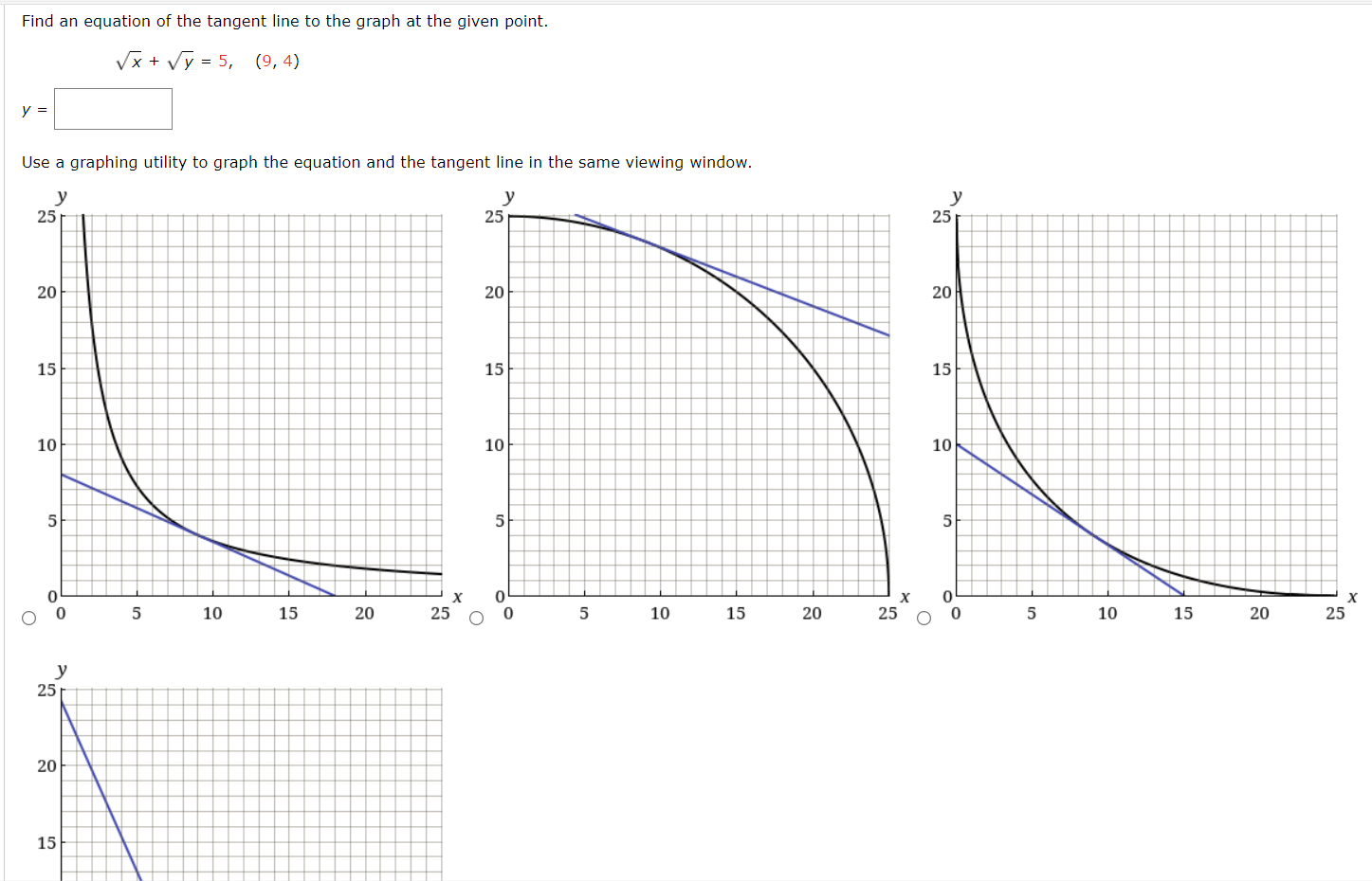 Solved ,x2+y2=5,(9,4)y,Use a graphing utility to graph the | Chegg.com