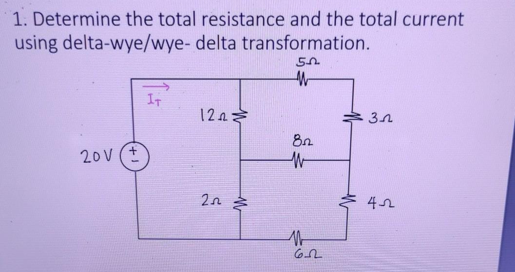 Solved 1. Determine the total resistance and the total | Chegg.com