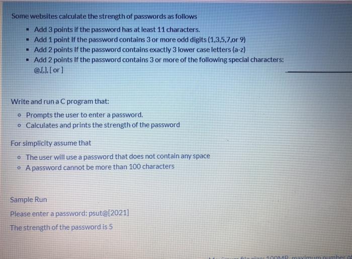 Solved Some websites calculate the strength of passwords as | Chegg.com
