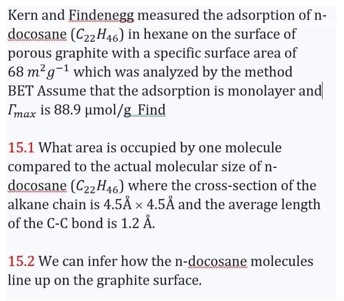 Solved Kern and Findenegg measured the adsorption of n- | Chegg.com