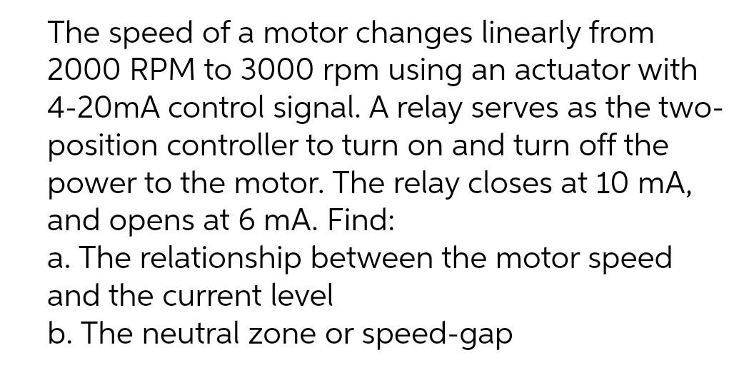 Solved The speed of a motor changes linearly from 2000 RPM | Chegg.com