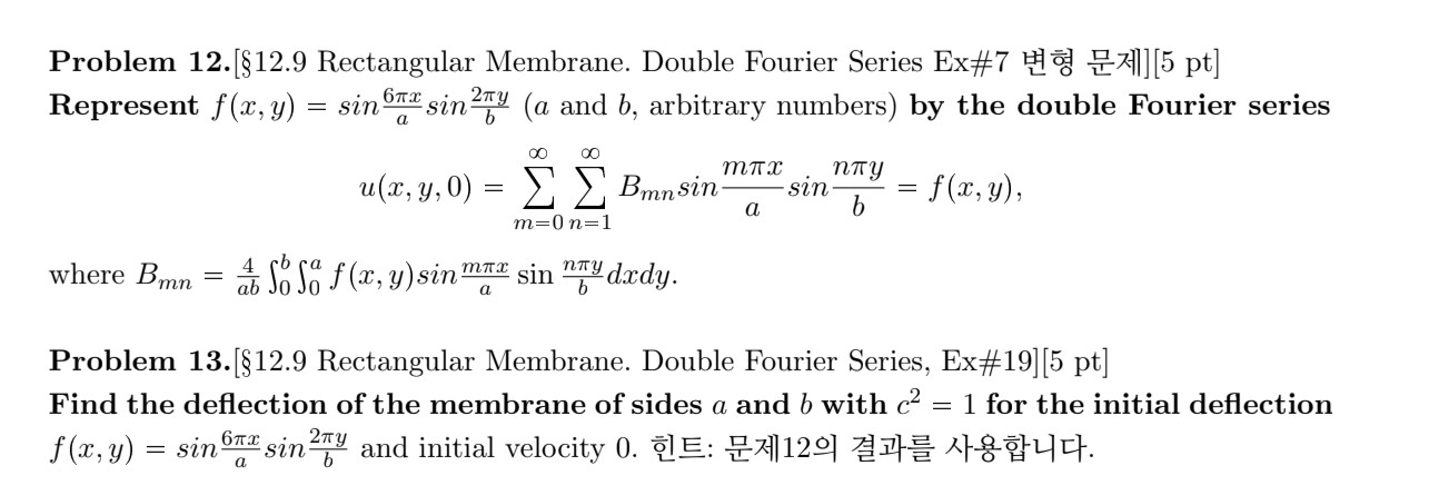 Solved Problem 12.[§12.9 ﻿Rectangular Membrane. Double | Chegg.com