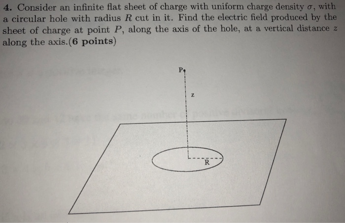 Solved 4. Consider an infinite flat sheet of charge with | Chegg.com Solved 4. Consider an infinite flat sheet of charge with | Chegg.com