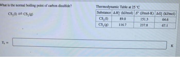 Solved What is the normal boiling point of carbon disulfide? | Chegg.com