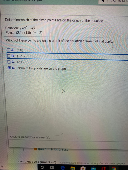 Solved Determine which of the given points are on the graph | Chegg.com
