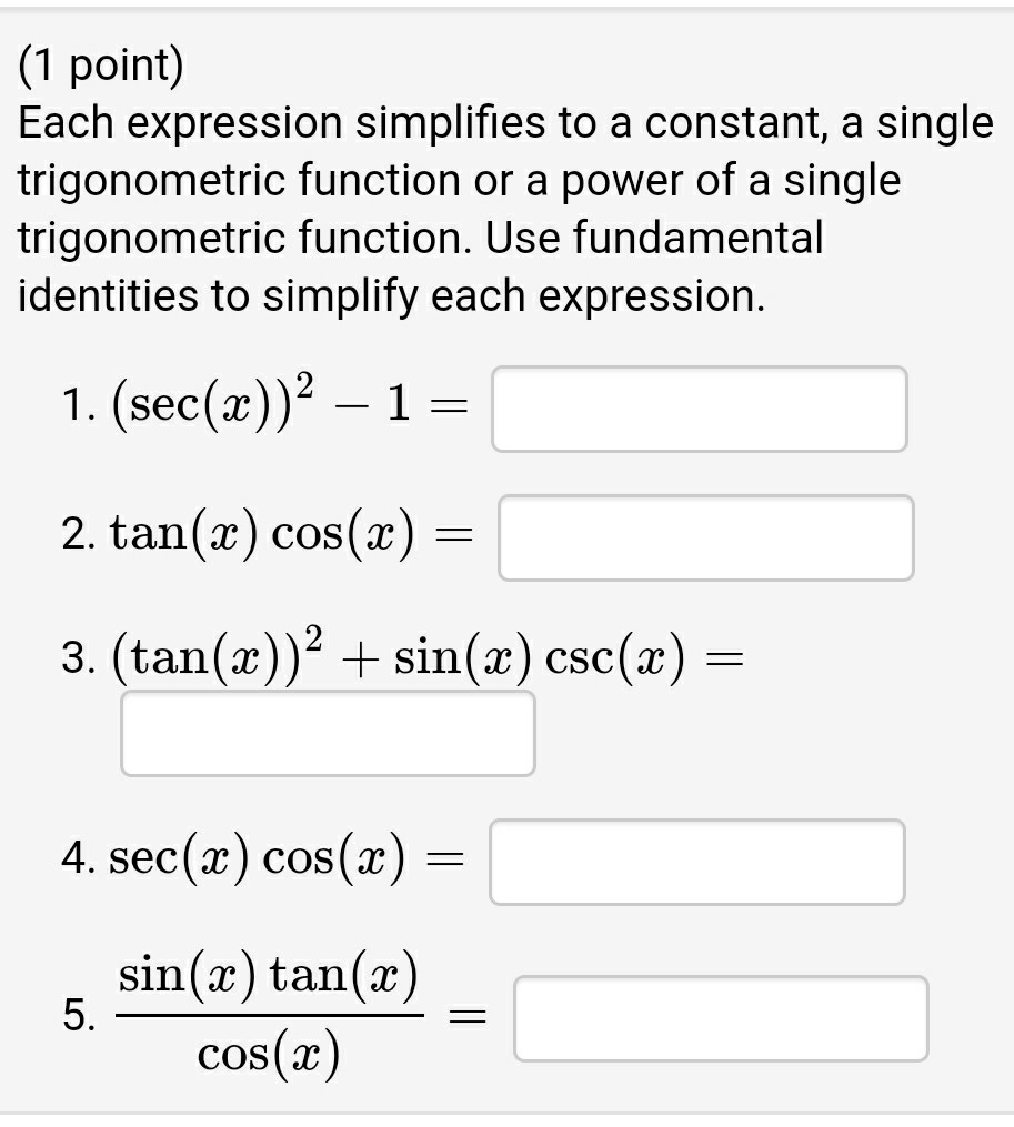 Solved (1 point) Each expression simplifies to a constant, a | Chegg.com