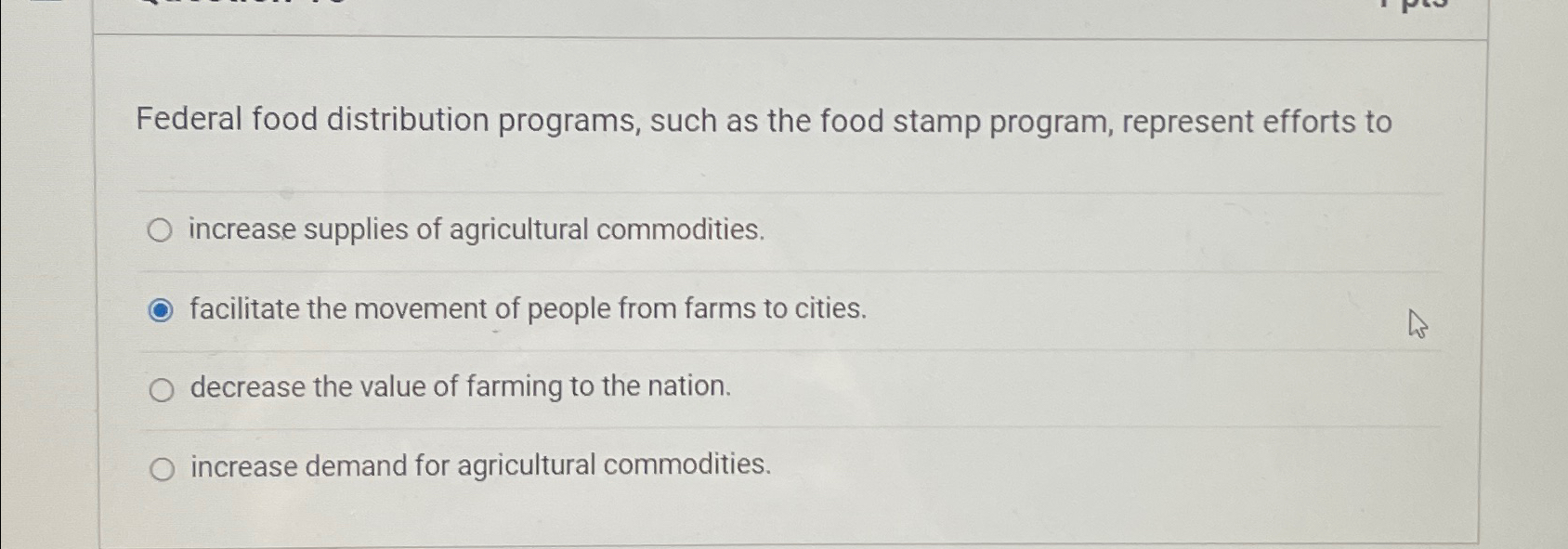 Solved Federal food distribution programs, such as the food | Chegg.com
