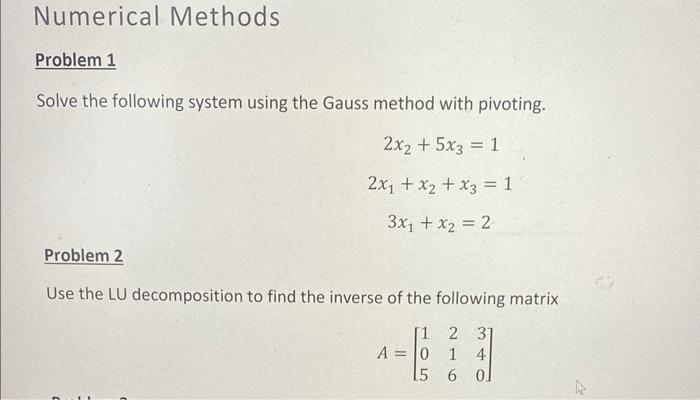 Solved Solve the following system using the Gauss method | Chegg.com
