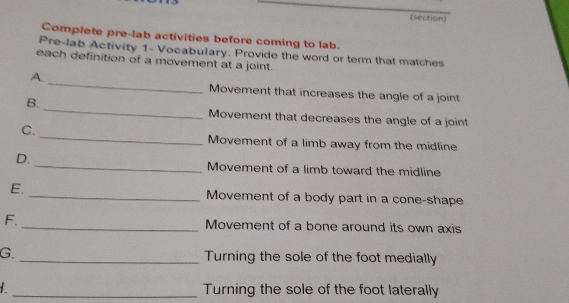 Solved (section) Complete pre-lab activities before coming | Chegg.com
