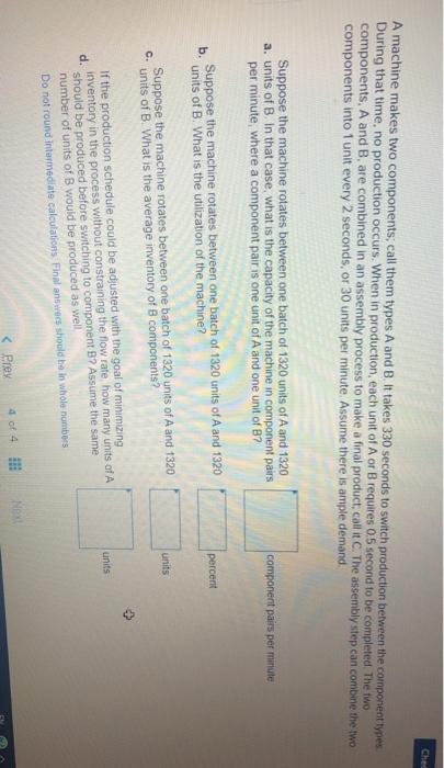 Solved Ches A machine makes two components, call them types | Chegg.com
