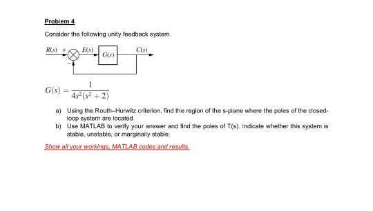 Solved Problem 4 Consider the following unity feedback | Chegg.com