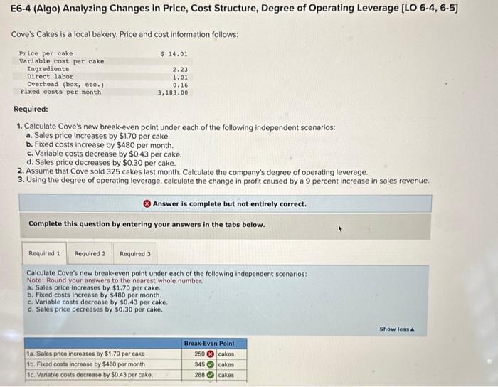 Solved E6-4 (Algo) Analyzing Changes in Price, Cost | Chegg.com