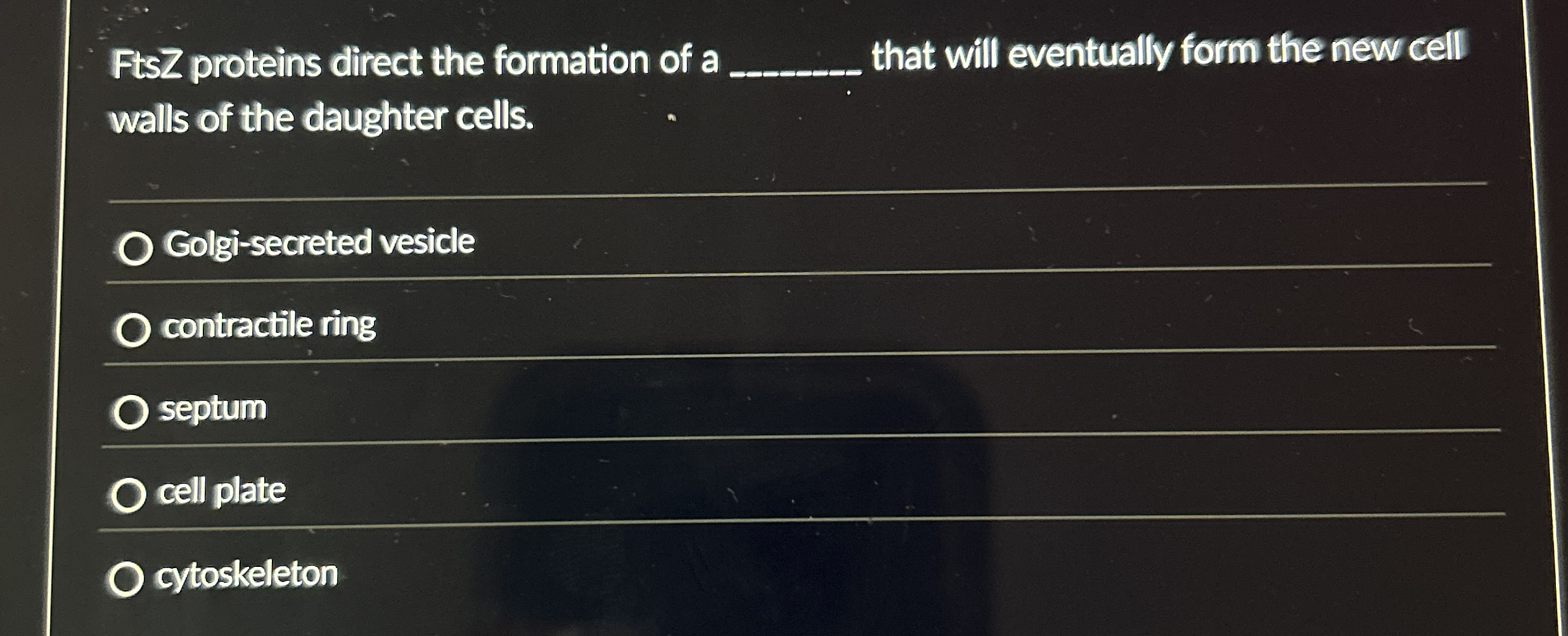 Solved FtsZ proteins direct the formation of a q, ﻿that will | Chegg.com