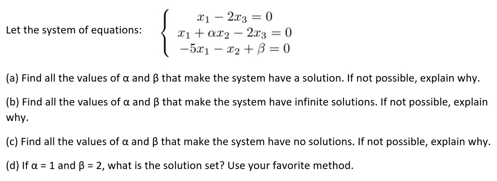 Solved Let the system of equations: | Chegg.com