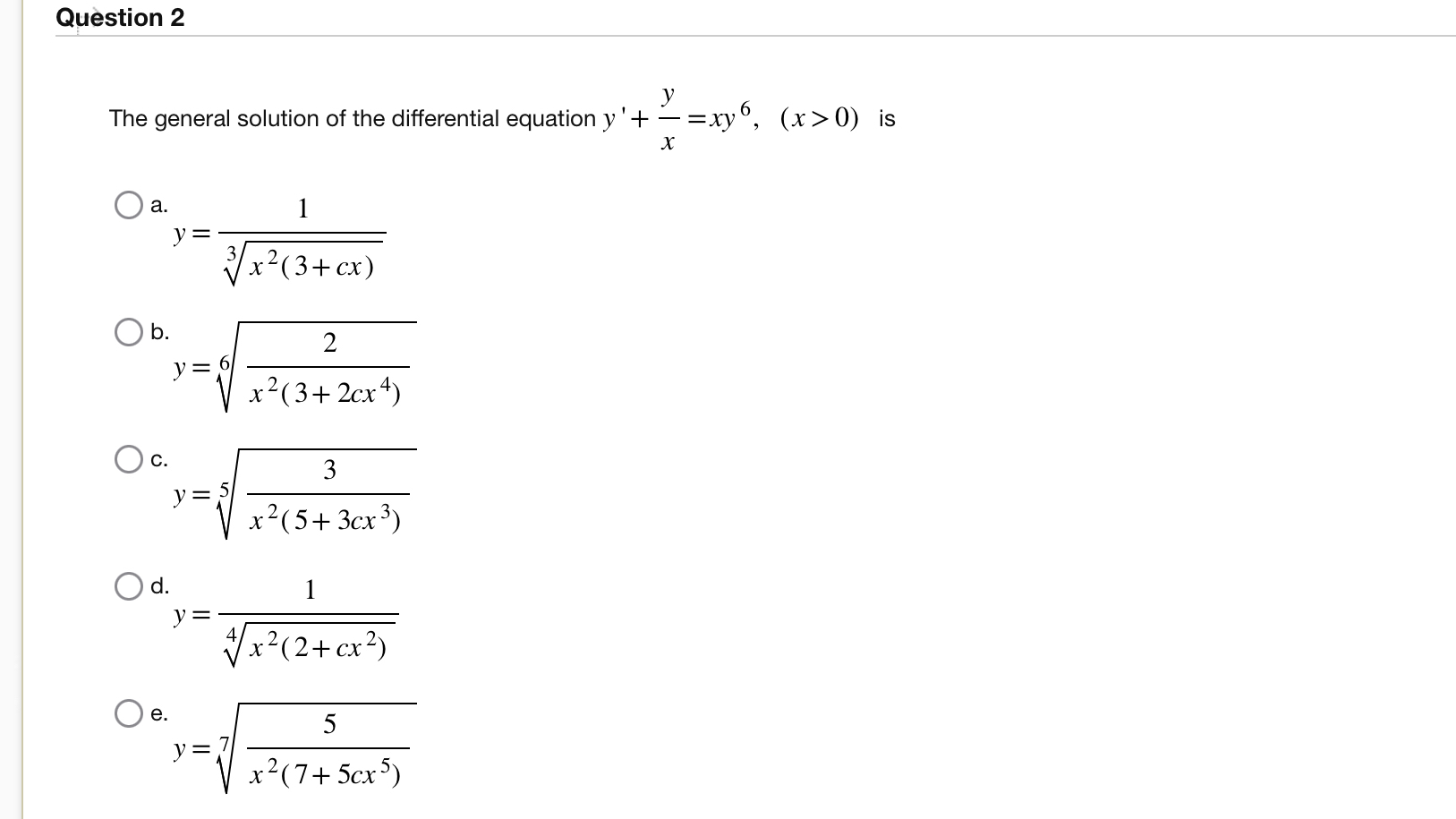 Solved Question 2The general solution of the differential | Chegg.com