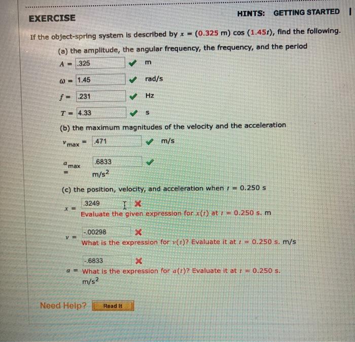 Solved HINTS: GETTING STARTED I EXERCISE If the | Chegg.com