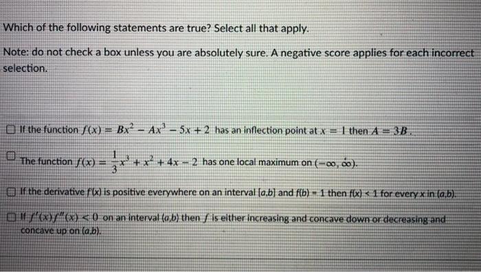 Solved Which of the following statements are true? Select | Chegg.com
