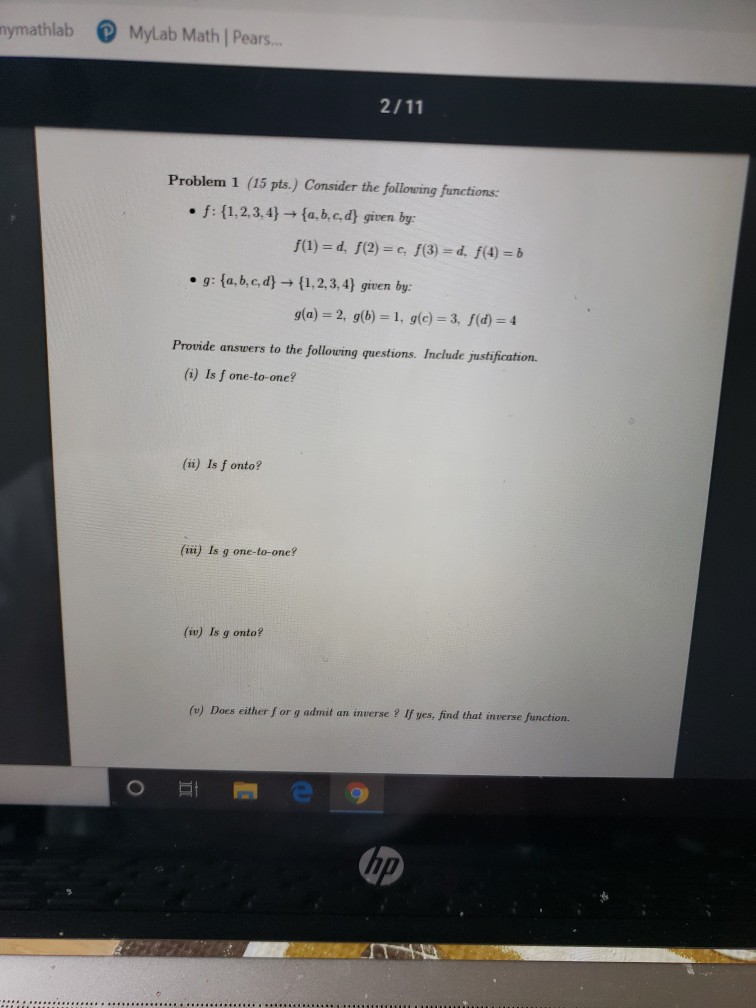 Solved mymathlab @ MyLab Math Pears.... 2/11 Problem 1 (15 | Chegg.com