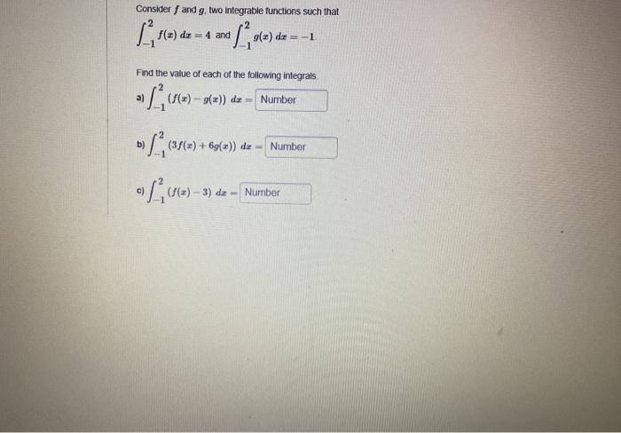 Solved Consider f and g, two integrable funcions such that | Chegg.com