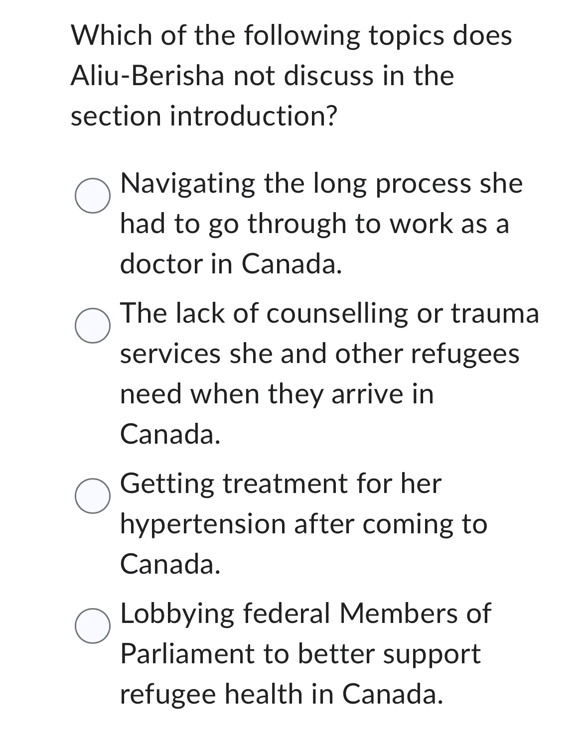 Solved Which of the following topics does Aliu-Berisha not | Chegg.com