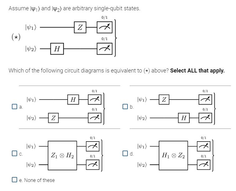 Solved Assume |Ψ1: and |Ψ2: are arbitrary single-qubit | Chegg.com