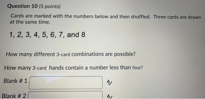 Solved Question 10 (5 points) Cards are marked with the | Chegg.com