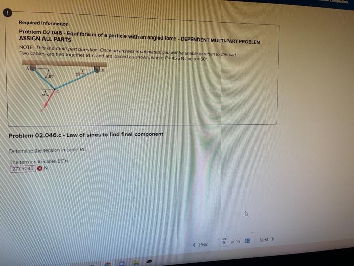 Solved Required information Problem 02.046 - Equilibrium of | Chegg.com