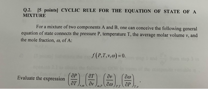 Solved Q.2. 15 points) CYCLIC RULE FOR THE EQUATION OF STATE | Chegg.com