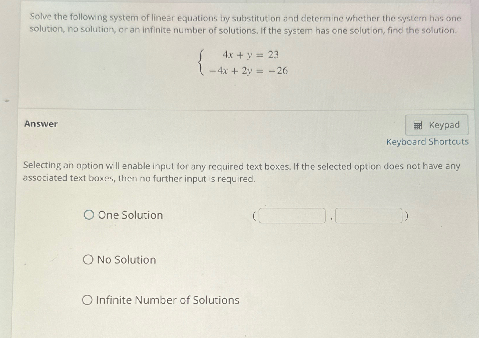 Solved Solve the following system of linear equations by | Chegg.com
