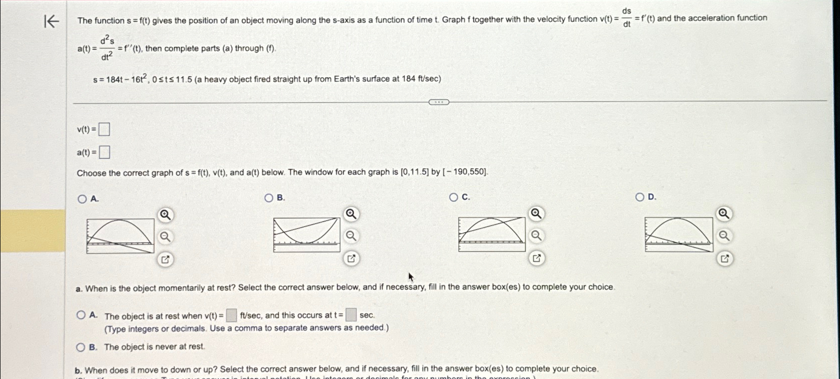 Solved The Function S F T ﻿gives The Position Of An Object