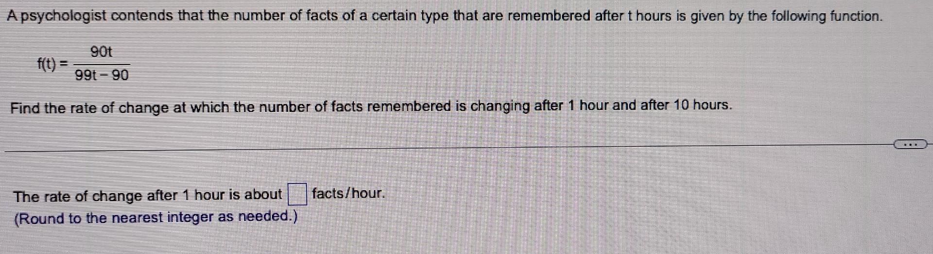 Solved A psychologist contends that the number of facts of a | Chegg.com