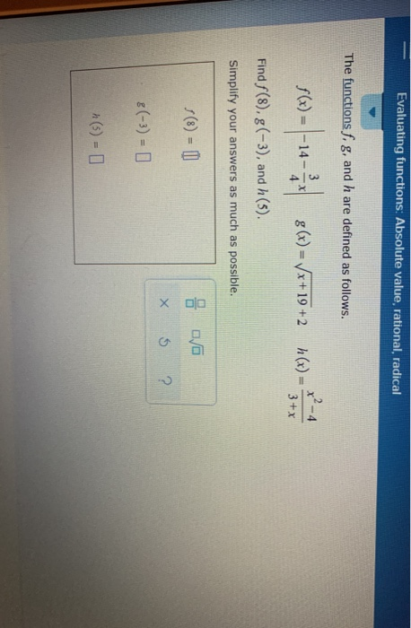 Solved Evaluating functions: Absolute value, rational, | Chegg.com