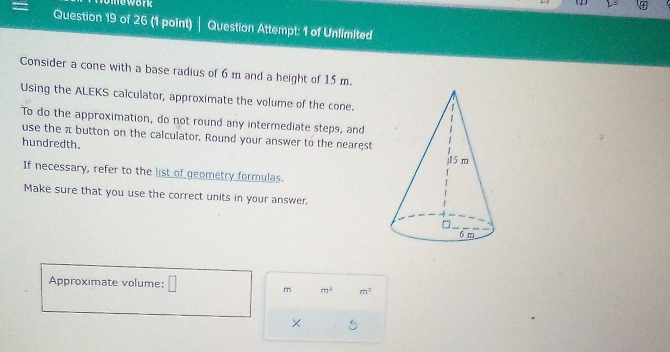 Solved Consider a cone with a base radius of \\( 6 | Chegg.com