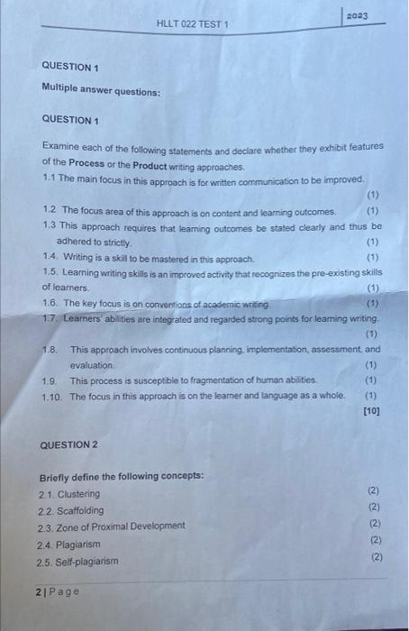 QUESTION 1 Multiple answer questions: QUESTION 1 | Chegg.com