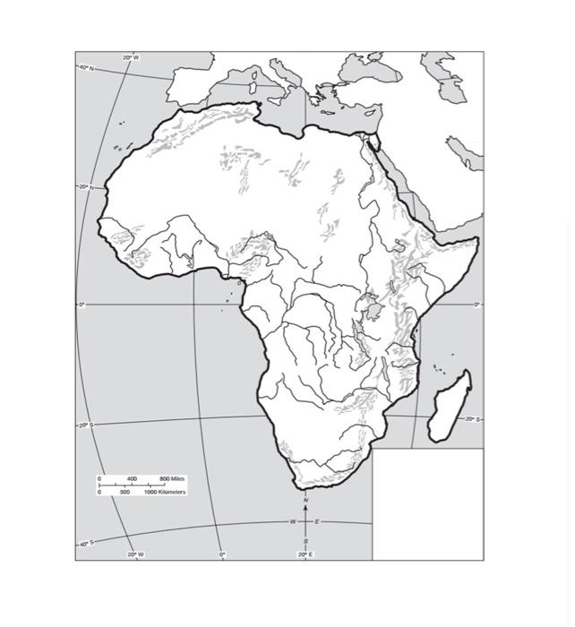 Africa Physical Features Blank Map