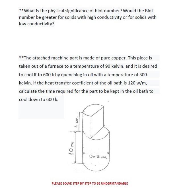 Solved **What is the physical significance of biot number? | Chegg.com