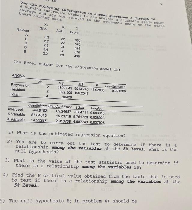 Solved Use the following information to answer queations 1 | Chegg.com