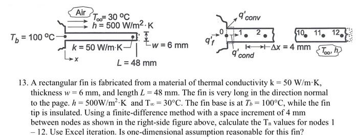 Solved 13. A rectangular fin is fabricated from a material | Chegg.com