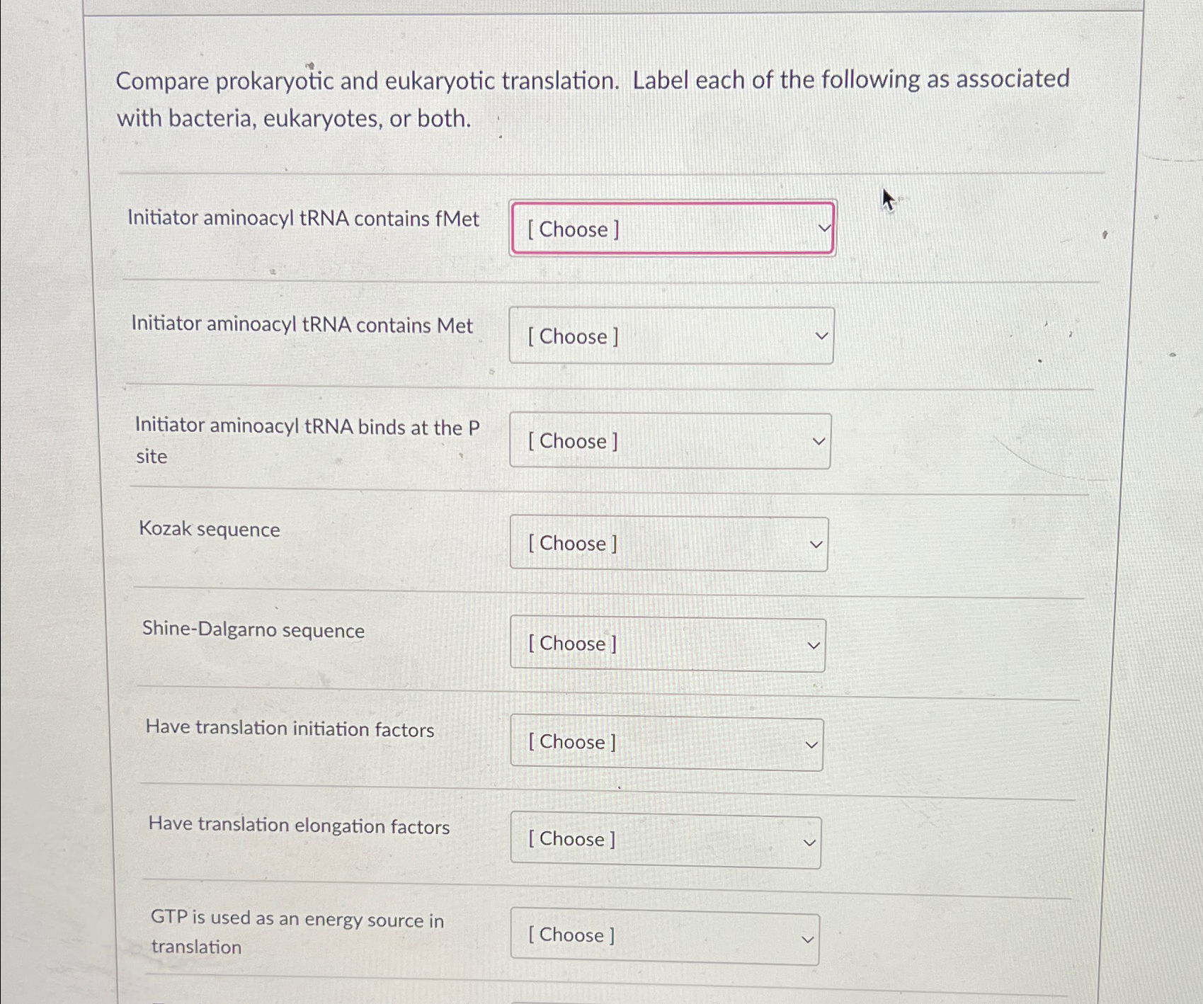 Solved Compare prokaryotic and eukaryotic translation. Label | Chegg.com