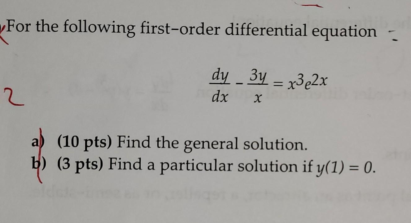 Solved For the following first-order differential equation | Chegg.com