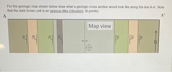 Solved For the geologic map shown below draw what a geologic | Chegg.com