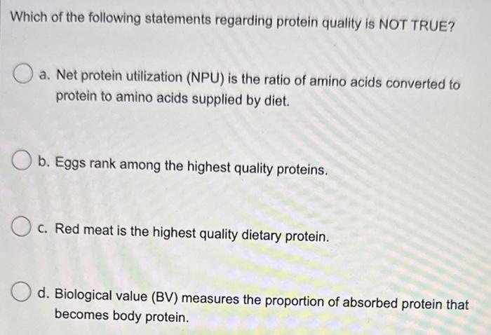 Solved Which of the following statements regarding protein | Chegg.com