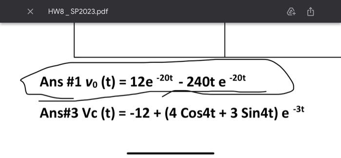 Solved Problem1. Find V0(t) for t>0 in the following | Chegg.com