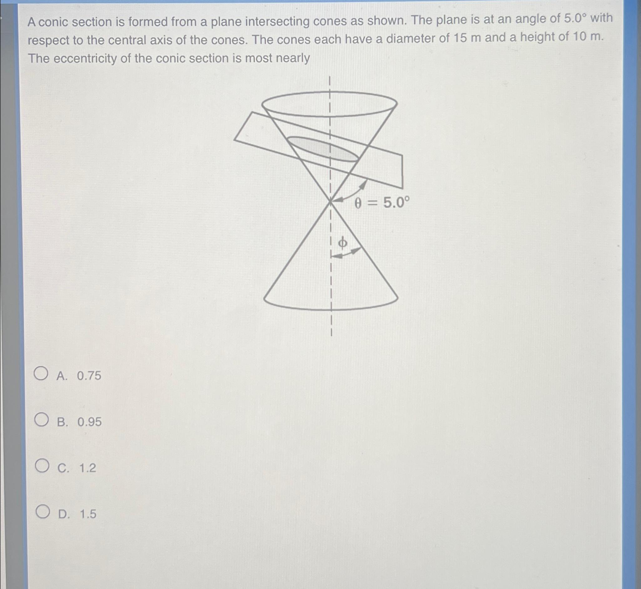 Solved A conic section is formed from a plane intersecting | Chegg.com
