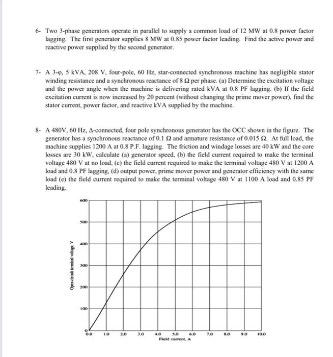 Solved 6- Two 3-phase generators operate in parallel to | Chegg.com
