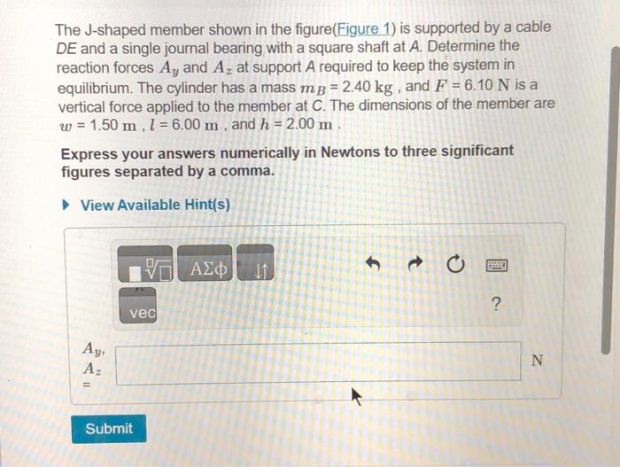 Solved The J-shaped member shown in the figure(Figure 1) is | Chegg.com