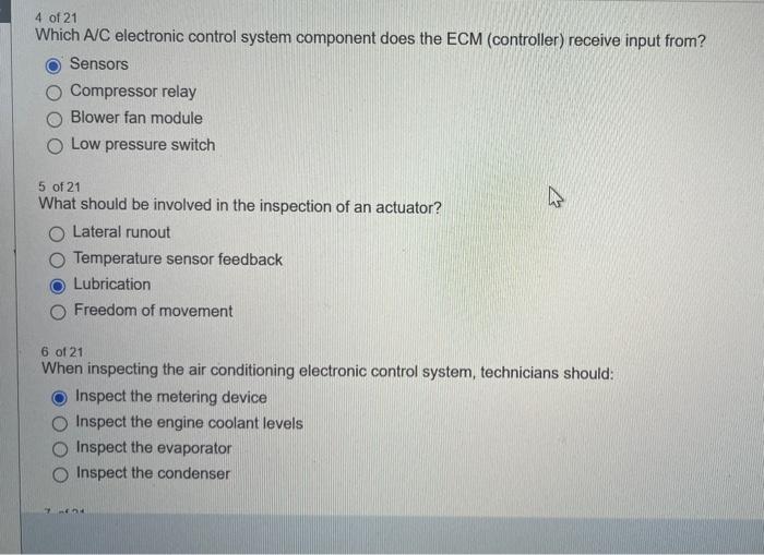 Solved Which A/C electronic control system component does | Chegg.com
