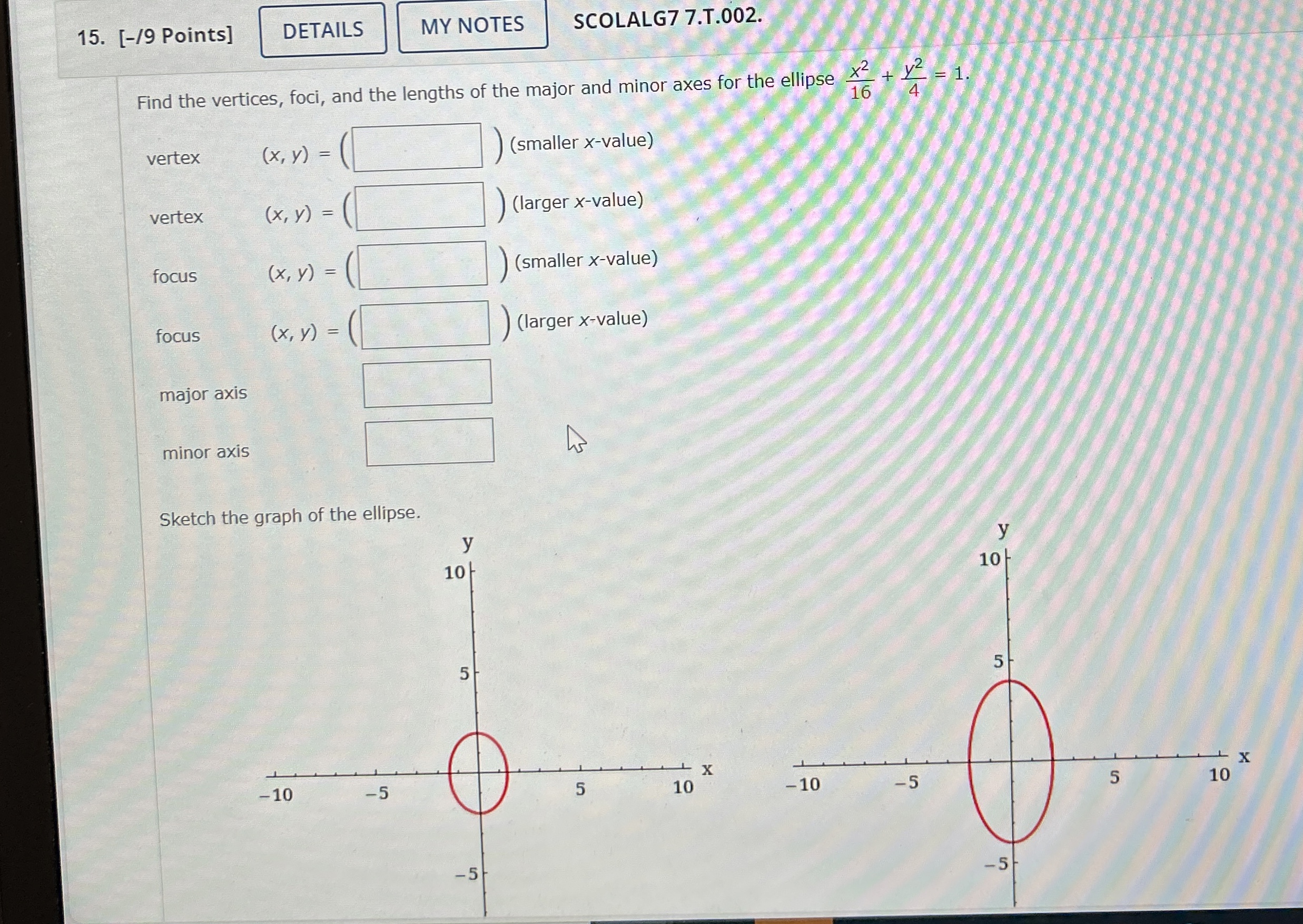Solved [-/9 ﻿Points] SCOLALG7 7.T.002.Find the vertices, | Chegg.com