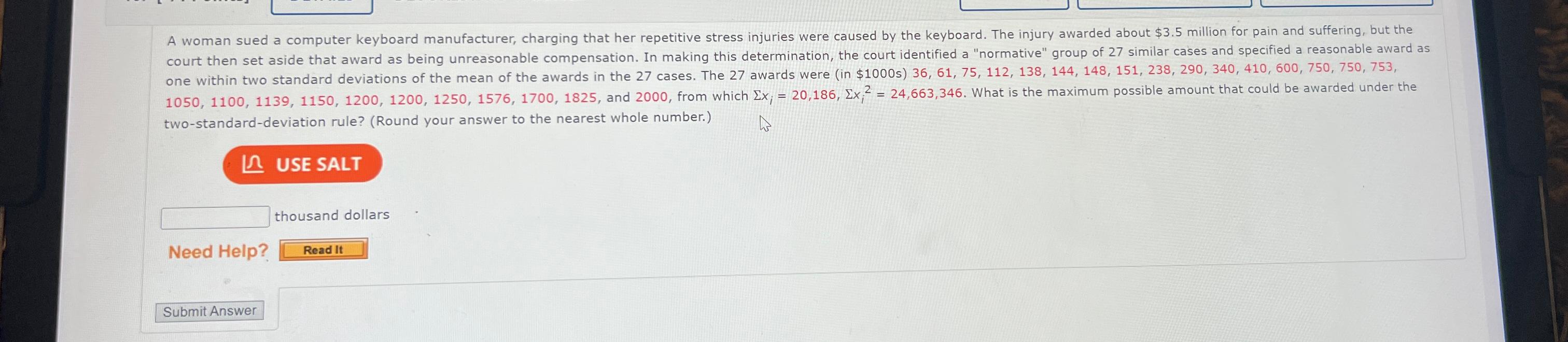 Solved two-standard-deviation rule? (Round your answer to | Chegg.com